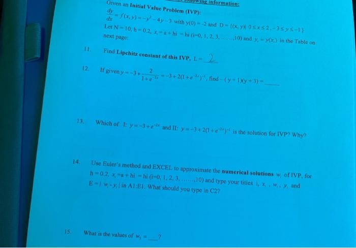 Given an Initial Value Problem (TVP): | Chegg.com