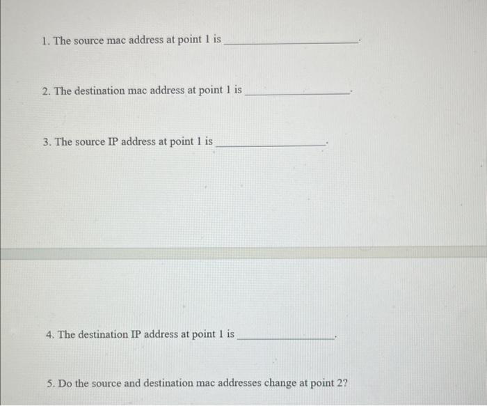 Solved 1. The source mac address at point 1 is 2. The | Chegg.com