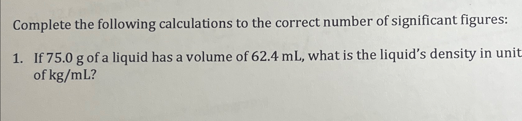 Solved Complete the following calculations to the correct | Chegg.com