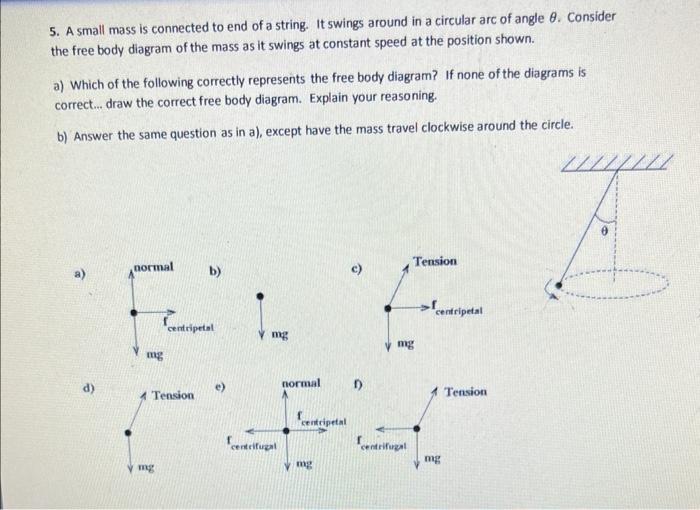Solved 5. A small mass is connected to end of a string. It | Chegg.com