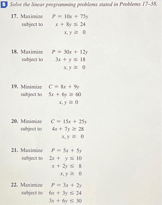 Solved Solve the linear programming problems stated in | Chegg.com