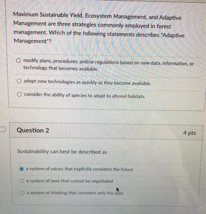 Solved Maximum Sustainable Yield, Ecosystem Management, and | Chegg.com