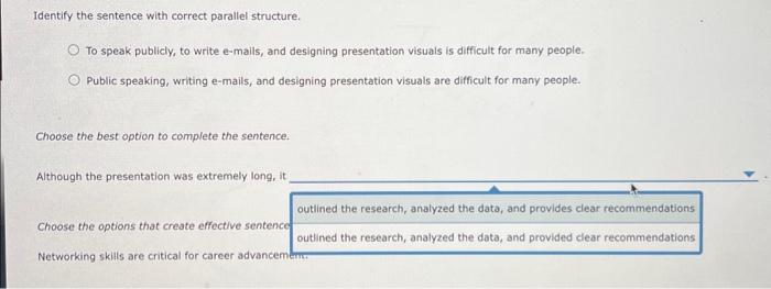 Identify the sentence with correct parallel | Chegg.com