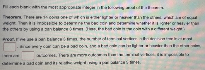 Solved Fill each blank with the most appropriate integer in | Chegg.com