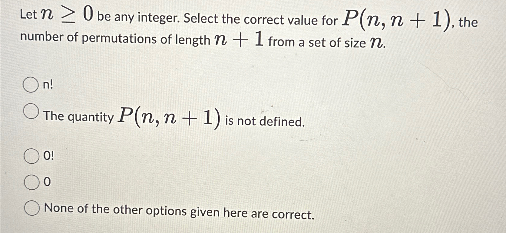 Solved Let n≥0 ﻿be any integer. Select the correct value for | Chegg.com