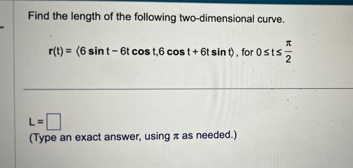 Solved Find the length of the following two-dimensional | Chegg.com