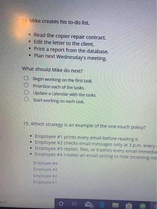 Solved 14. Mike creates his to-do list. Read the copier | Chegg.com