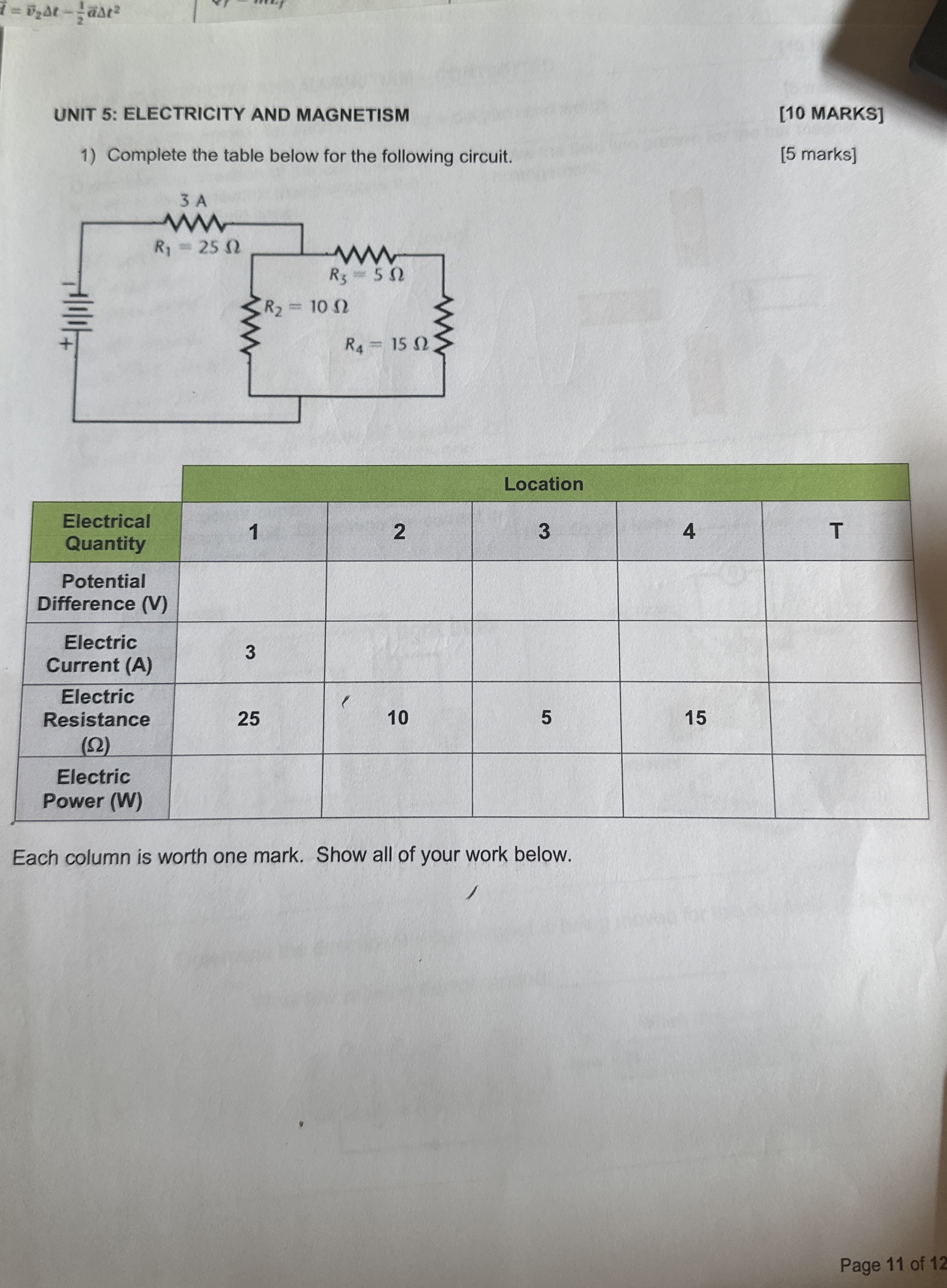 Solved UNIT 5: ELECTRICITY AND MAGNETISM[10 ﻿MARKS]Complete | Chegg.com