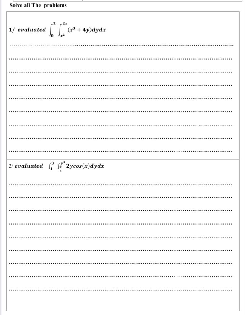 Solved Solve all The problems1) ﻿evaluated | Chegg.com