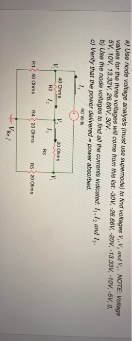 Solved a) Use node voltage analysis (must use supernode) to | Chegg.com
