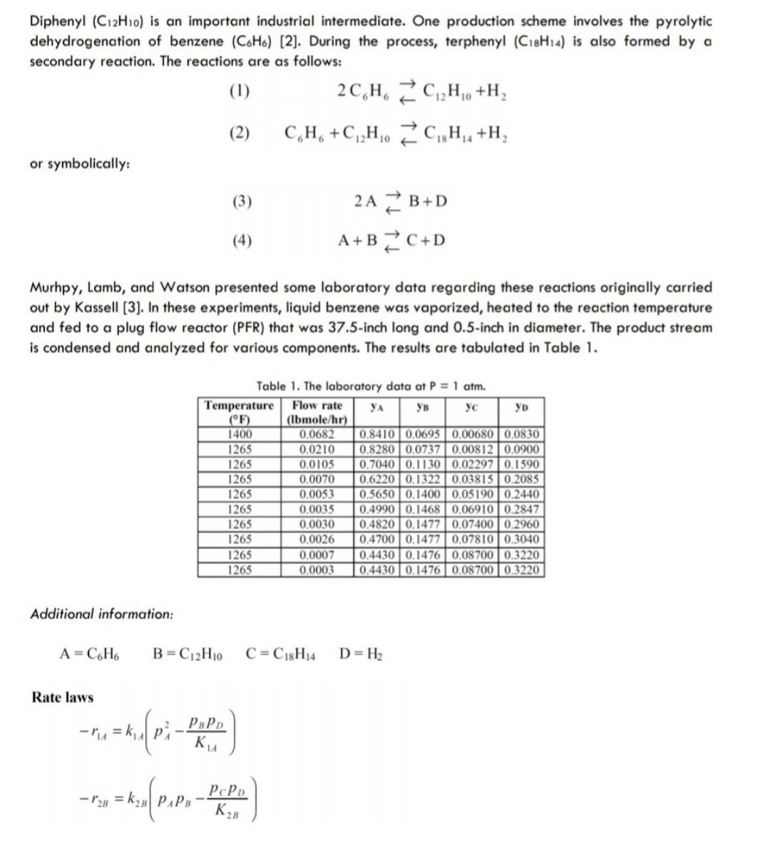Solved Diphenyl (C12H10) is an important industrial | Chegg.com