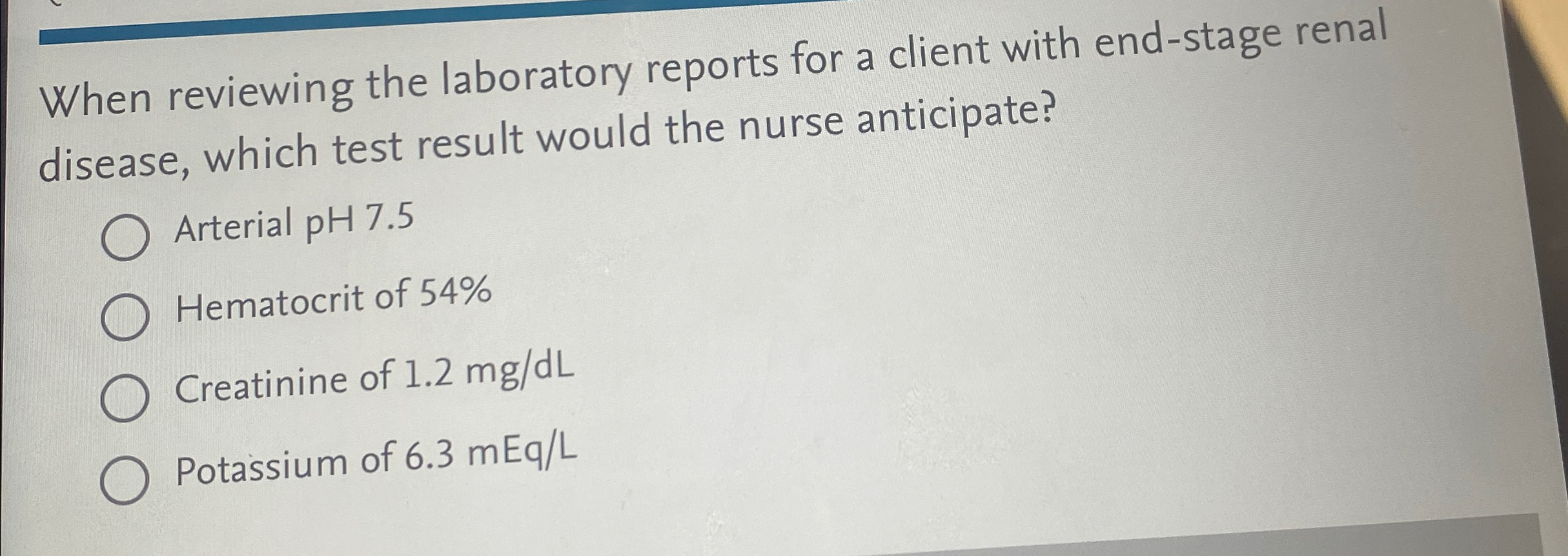 Solved When reviewing the laboratory reports for a client | Chegg.com
