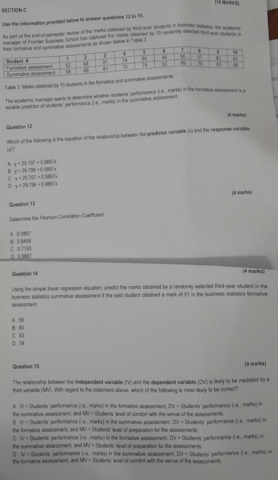 Solved SECTION C Use the information provided below to | Chegg.com