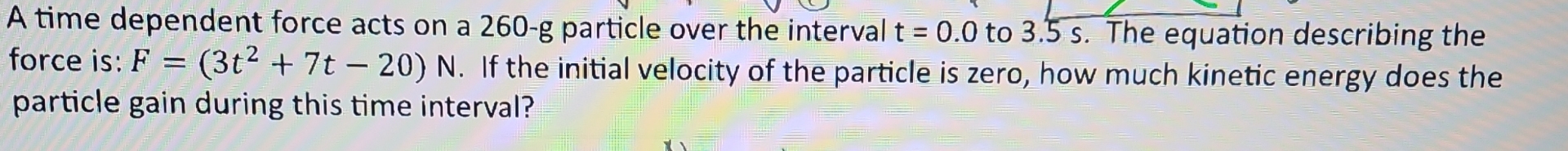 Solved A time dependent force acts on a 260-g ﻿particle over | Chegg.com
