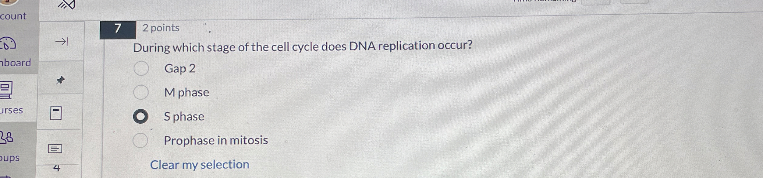 Solved 7 2 ﻿pointsDuring which stage of the cell cycle does | Chegg.com