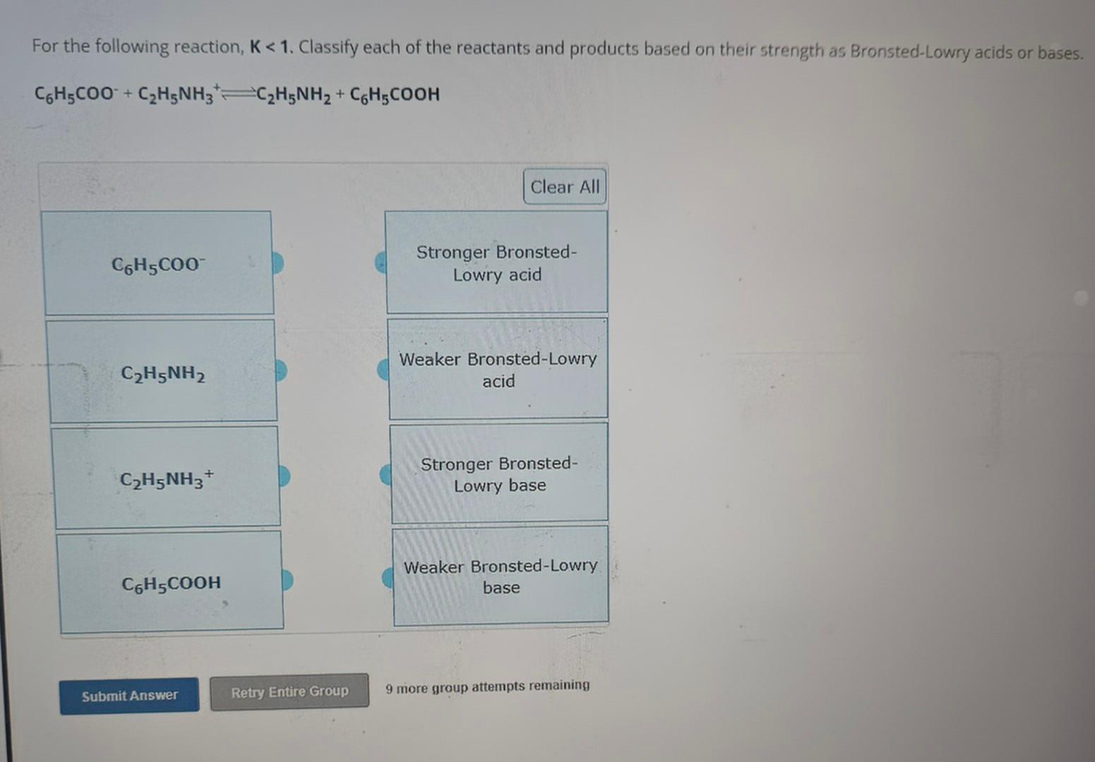 Solved For the following reaction, K