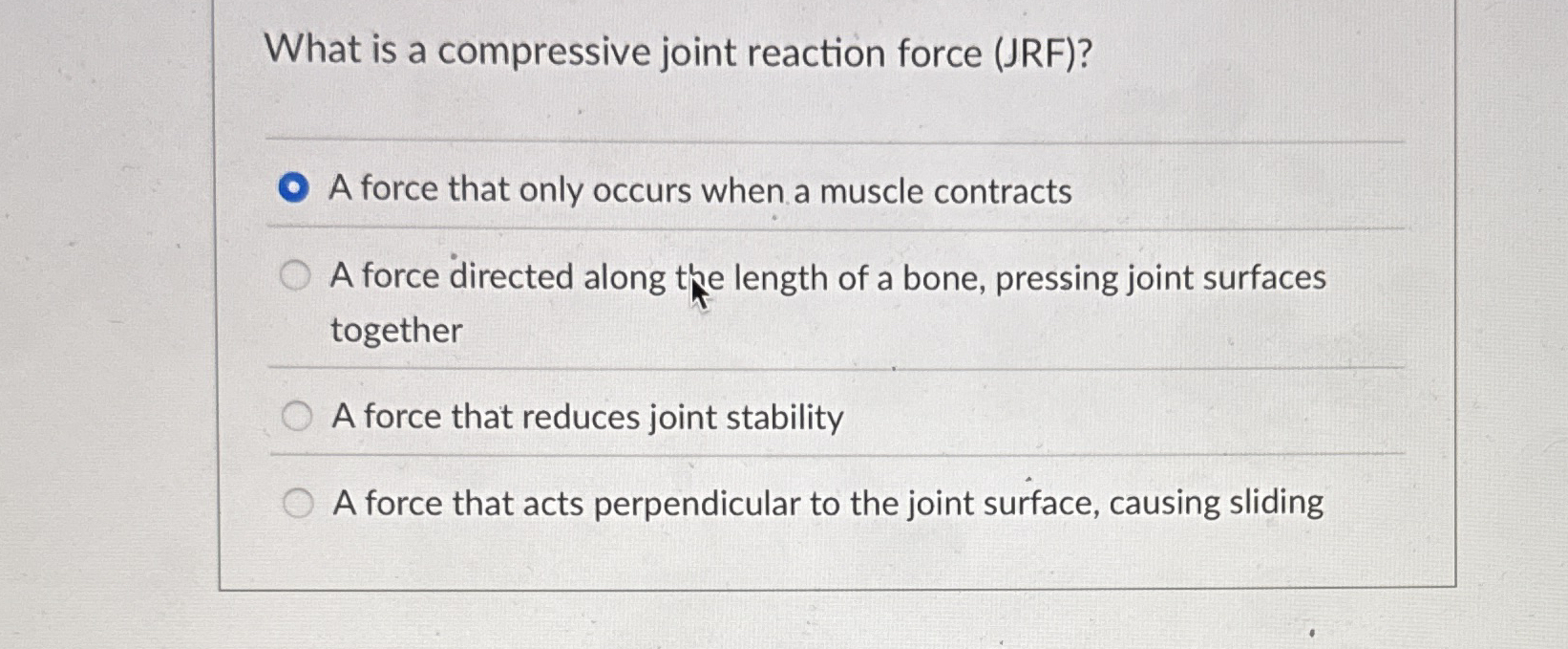 Solved What is a compressive joint reaction force (JRF)?A | Chegg.com