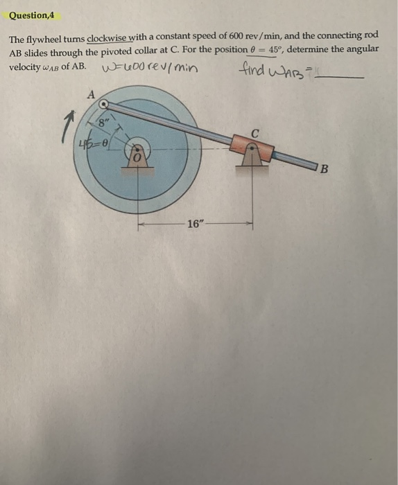 Solved Question 4 The flywheel turns clockwise with a | Chegg.com