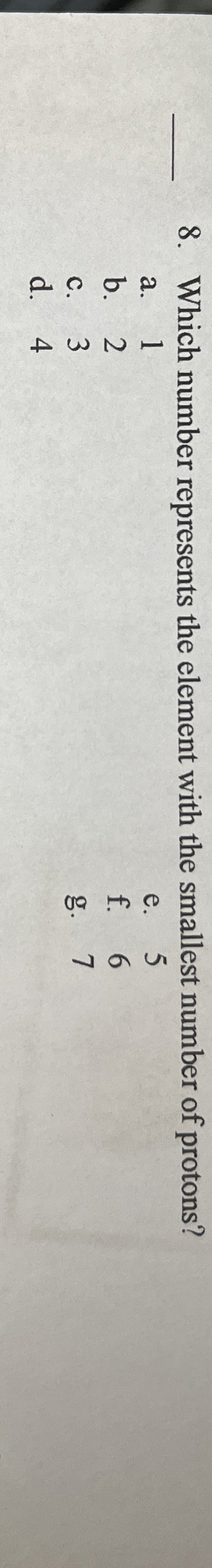 Solved Which number represents the element with the smallest | Chegg.com