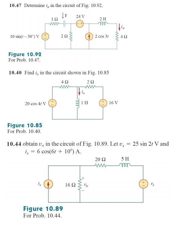 Solved 10.47 Determine io in the circuit of Fig. 10.92, | Chegg.com