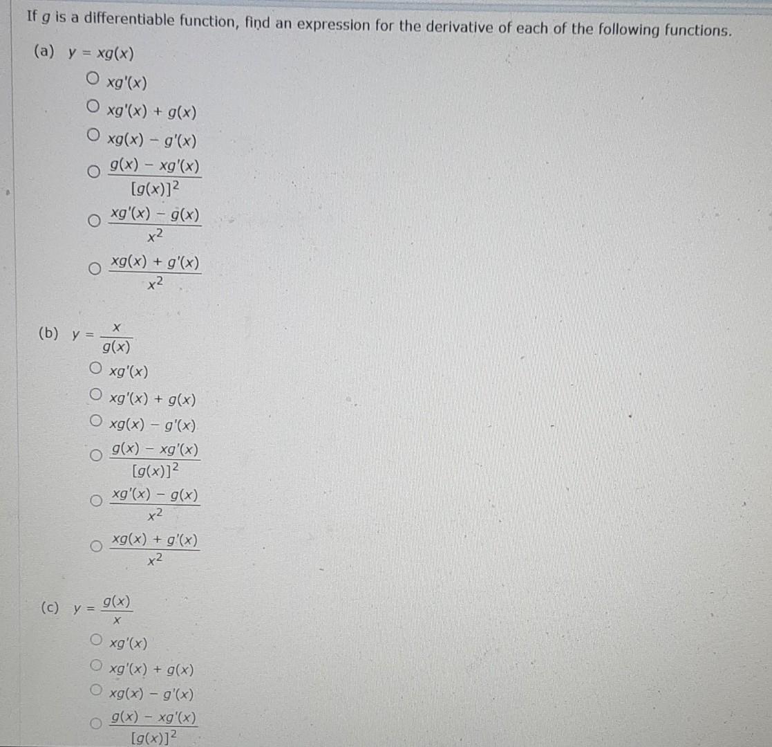 Solved If g is a differentiable function, find an expression | Chegg.com