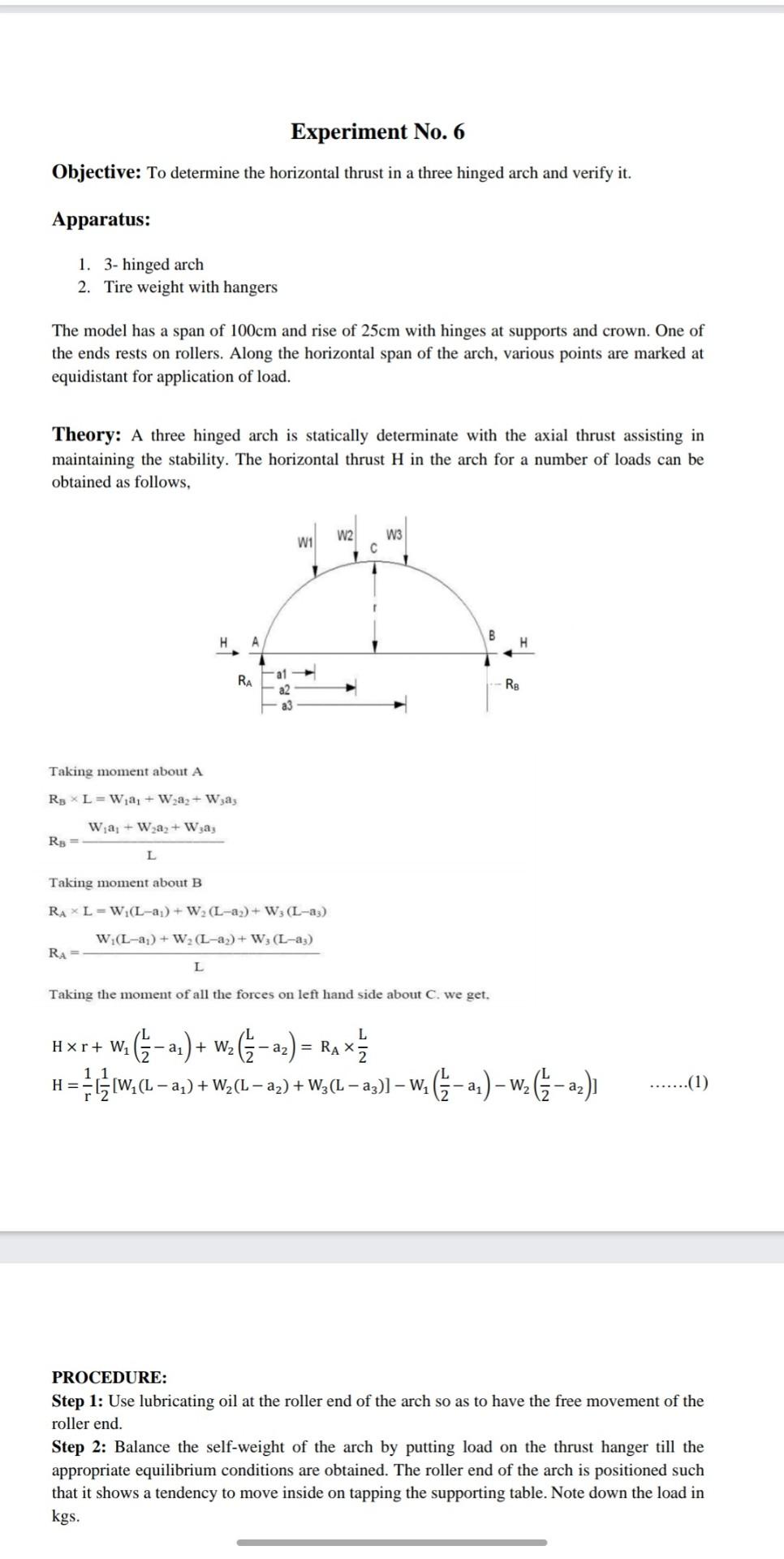 Solved To determine the horizontal thrust in a three hinged | Chegg.com