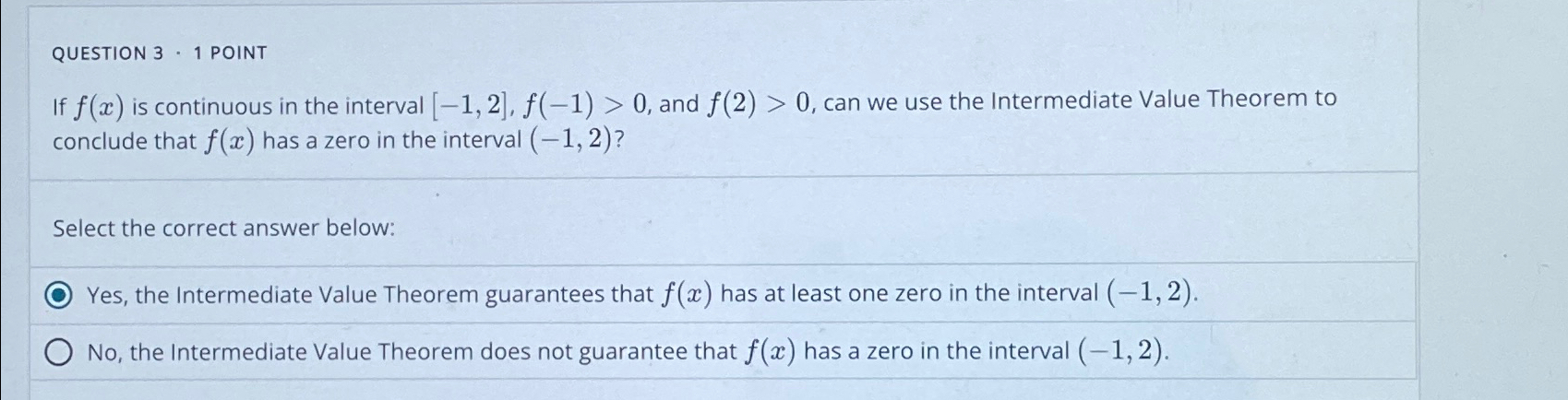 Solved QUESTION 3 - 1 ﻿POINTIf f(x) ﻿is continuous in the | Chegg.com