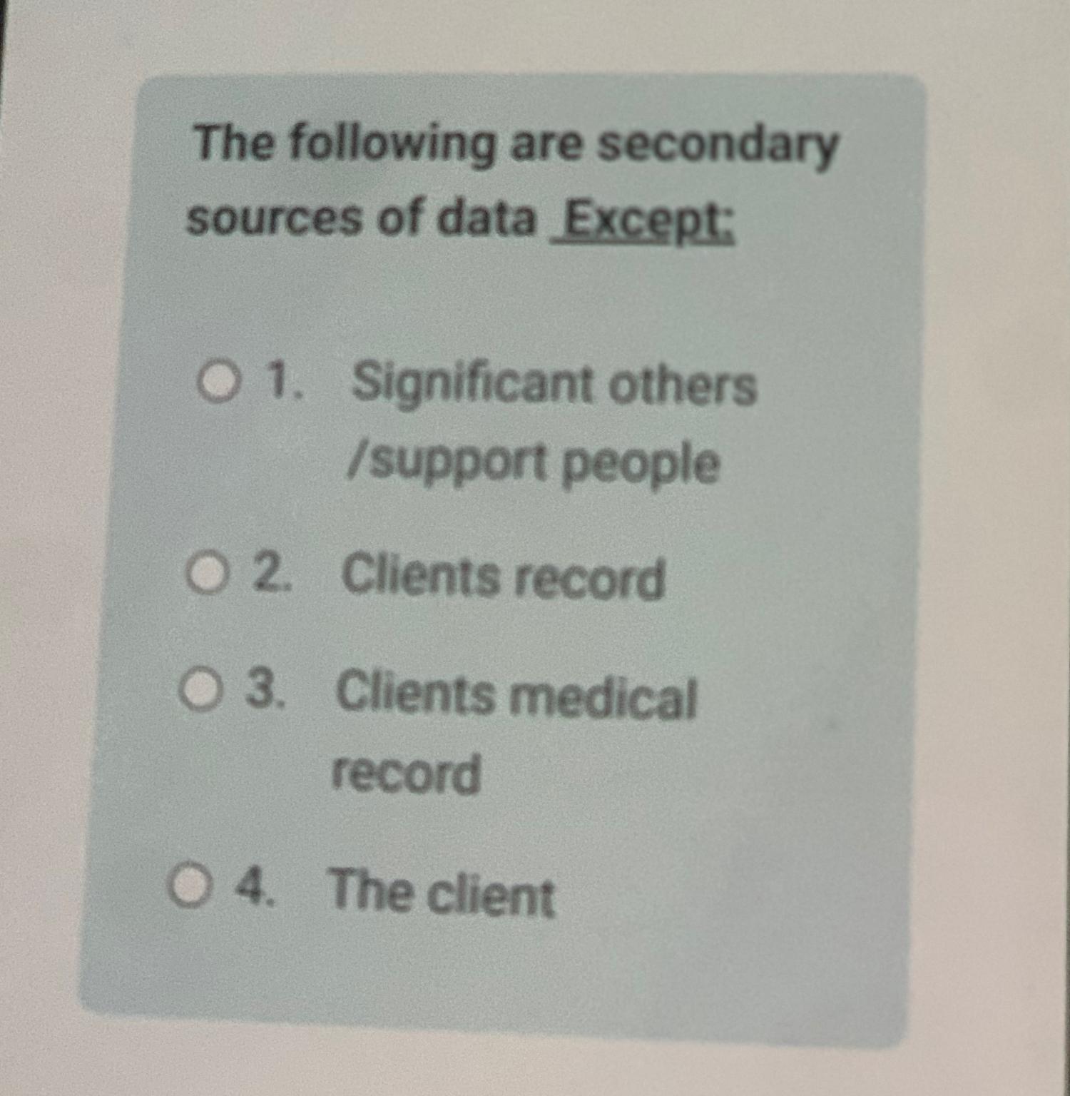 Solved The following are secondary sources of data | Chegg.com