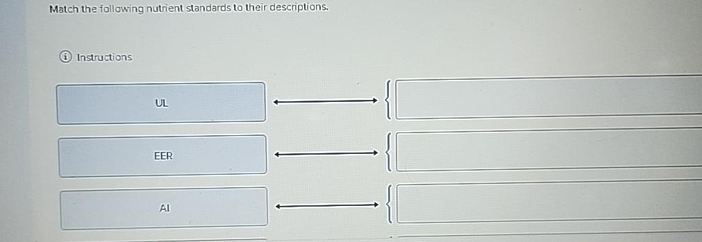 Solved Match the following nutrient standards to their | Chegg.com
