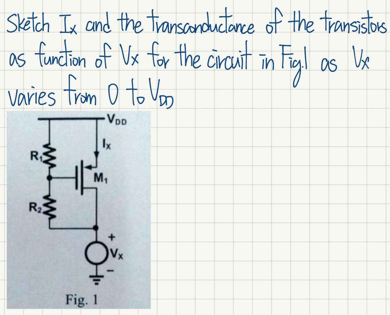 Sketch Ix and the transconductance of the transistors | Chegg.com