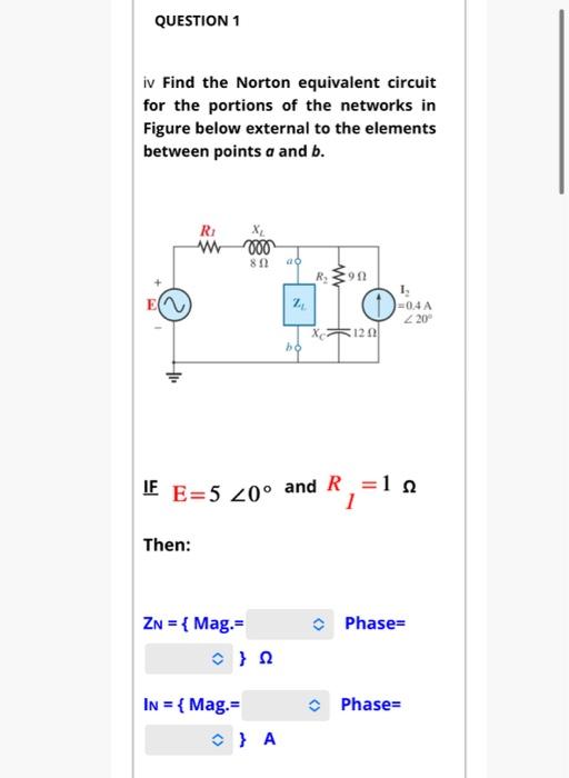 Solved iv Find the Norton equivalent circuit for the | Chegg.com