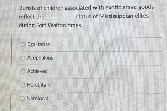 Burials of children associated with exotic grave | Chegg.com
