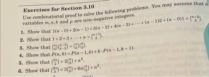 Solved Exercises For Section 3 10 Use Combinatorial Proof To
