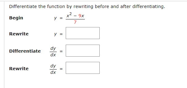 Solved Differentiate the function by rewriting before and | Chegg.com