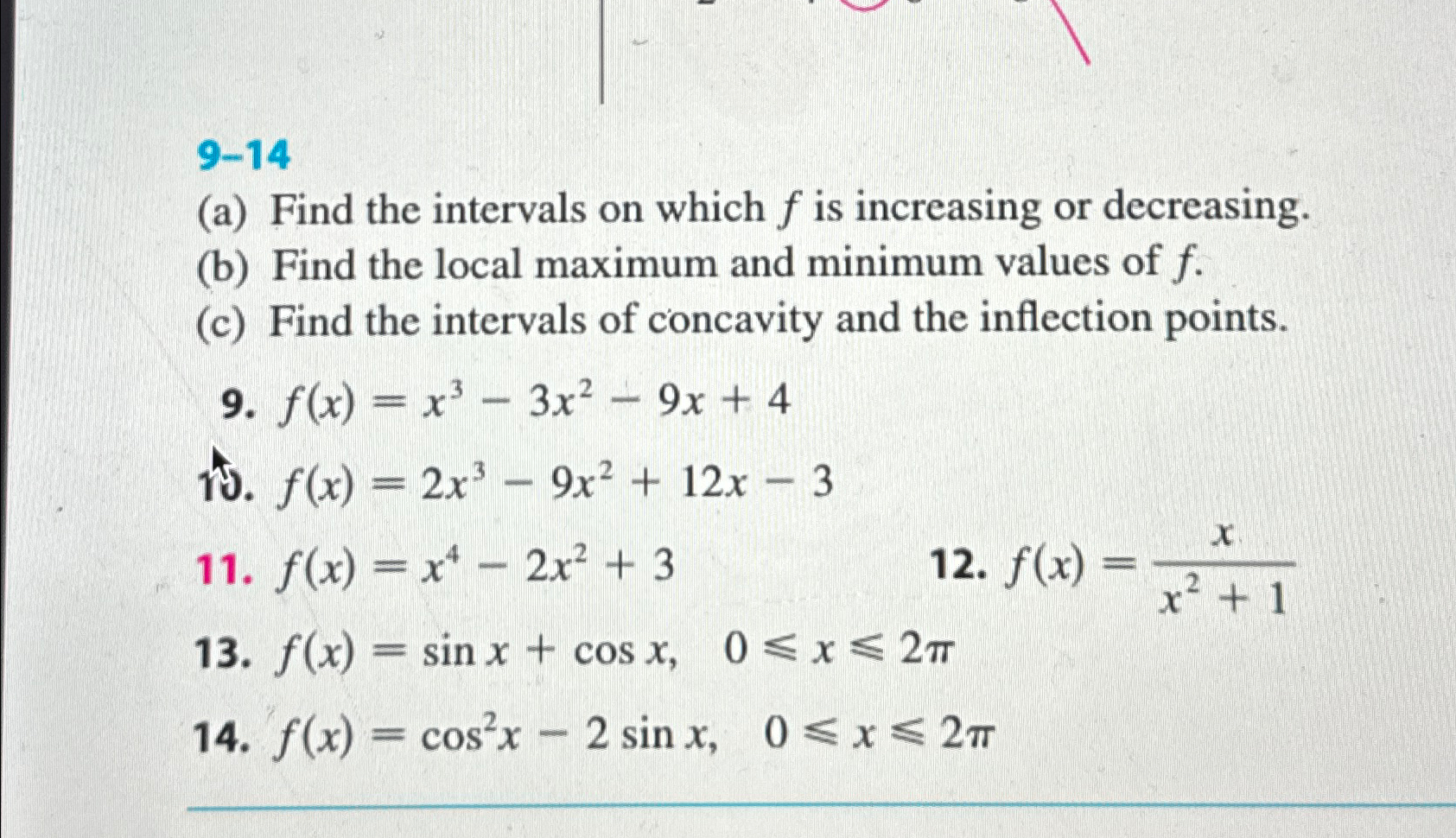 Solved 9-14(a) ﻿Find the intervals on which f ﻿is increasing | Chegg.com