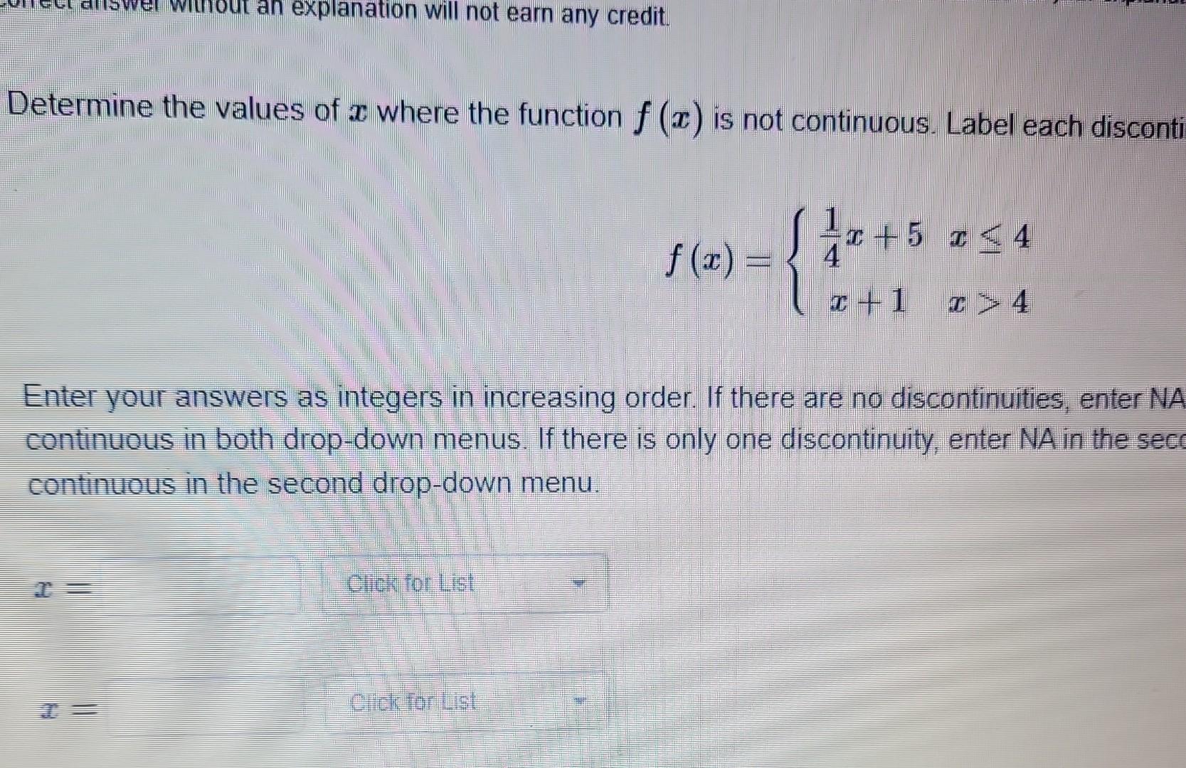 Solved determine the value of x where the function f(x) is | Chegg.com