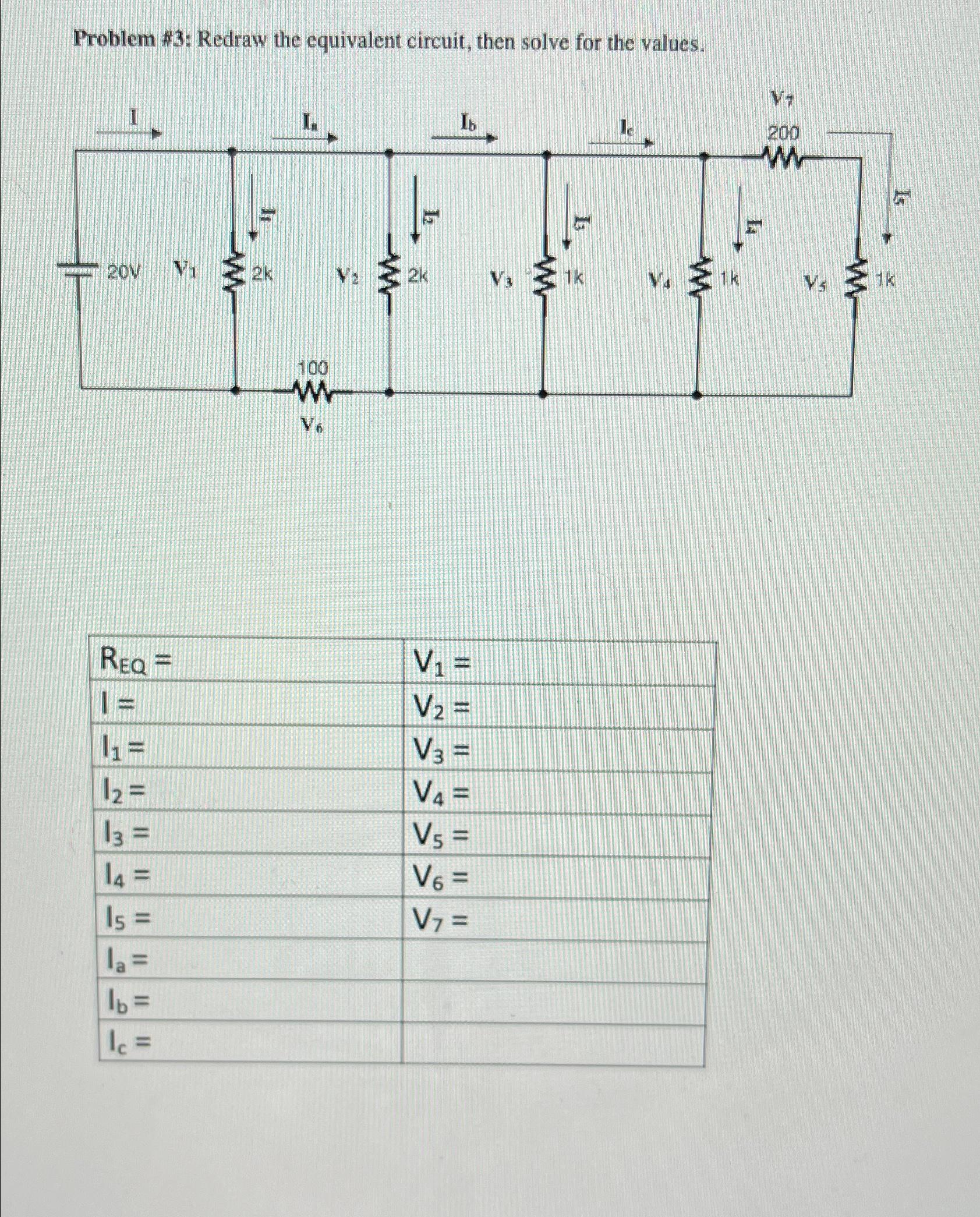 Solved Problem A3: Redraw the equivalent circuit, then solve | Chegg.com