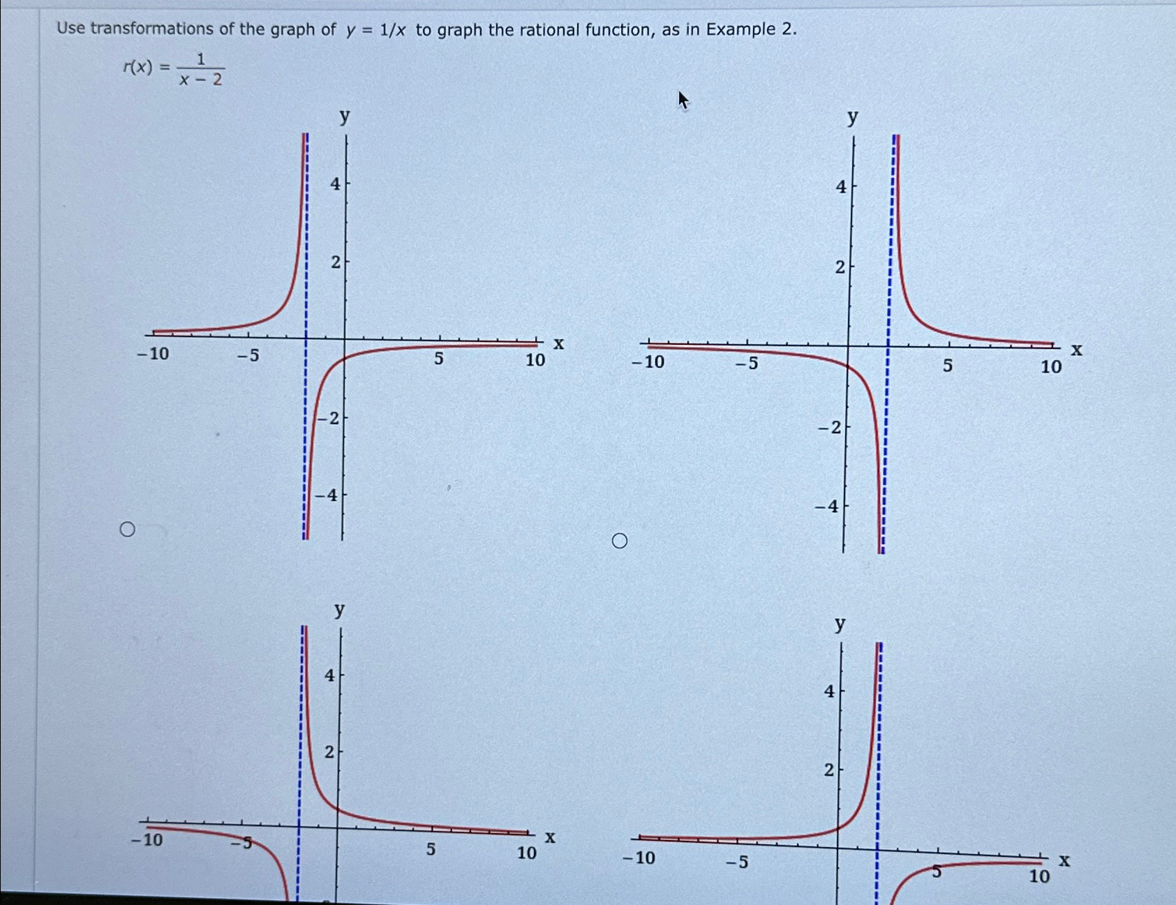 Solved Use transformations of the graph of y=1x ﻿to graph | Chegg.com