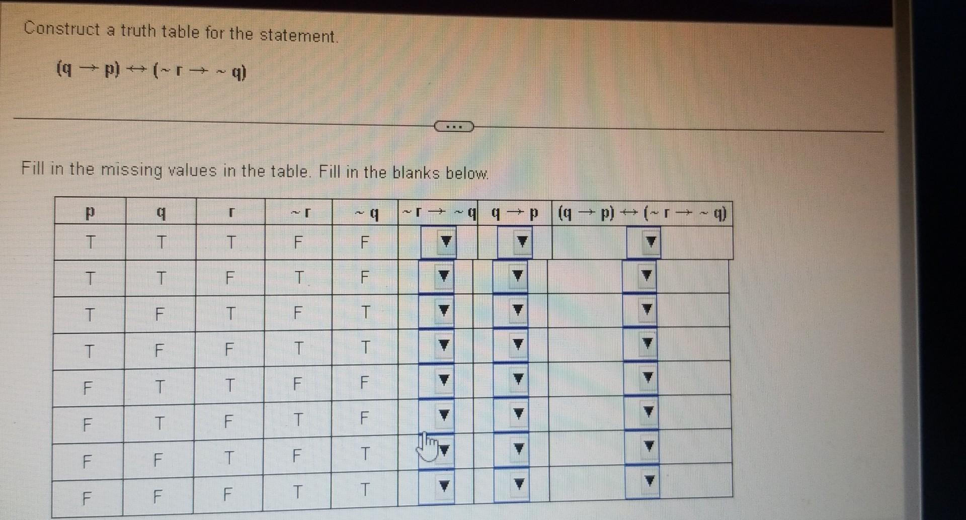 Solved Construct a truth table for the statement. | Chegg.com
