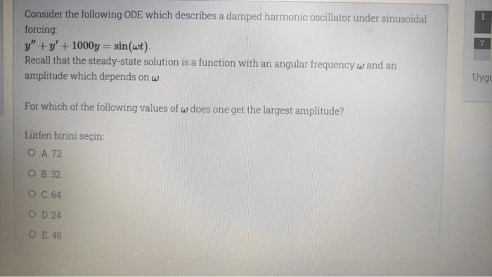 Solved Among the solutions of the 3rd order linear ODE y" - | Chegg.com