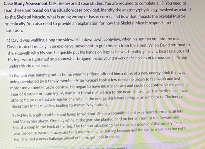 Case Study Assessment Task: Below are 3 case studies. | Chegg.com