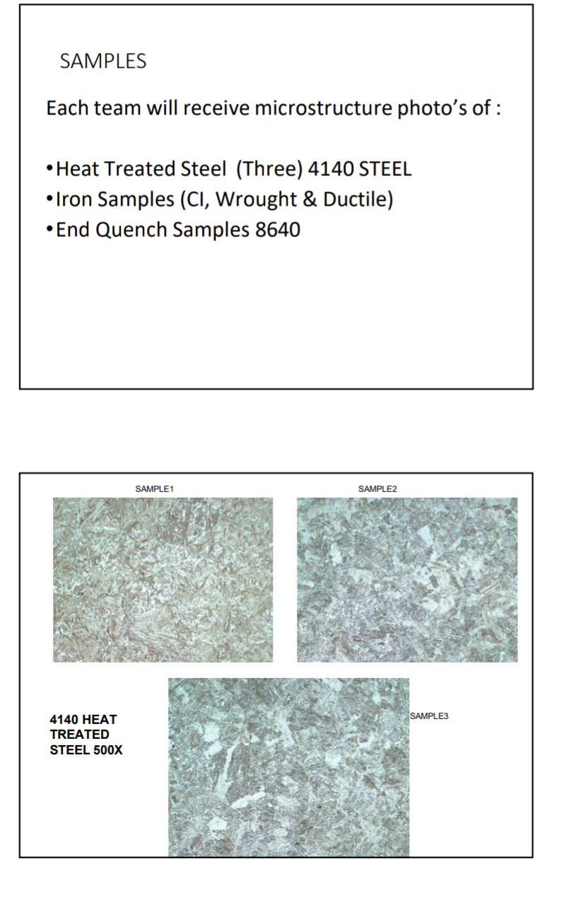 Solved SAMPLESEach team will receive microstructure photo's | Chegg.com