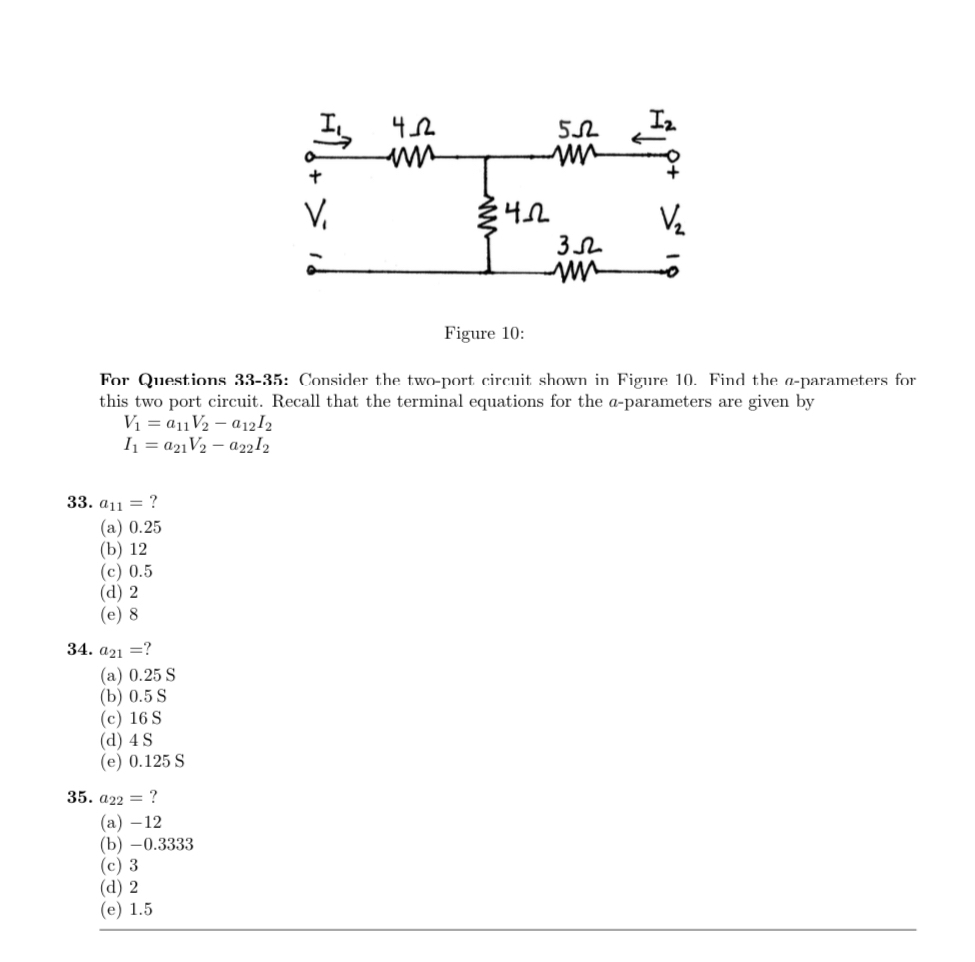 Solved Figure 1U:For Questions 33-35: Consider the two-port | Chegg.com