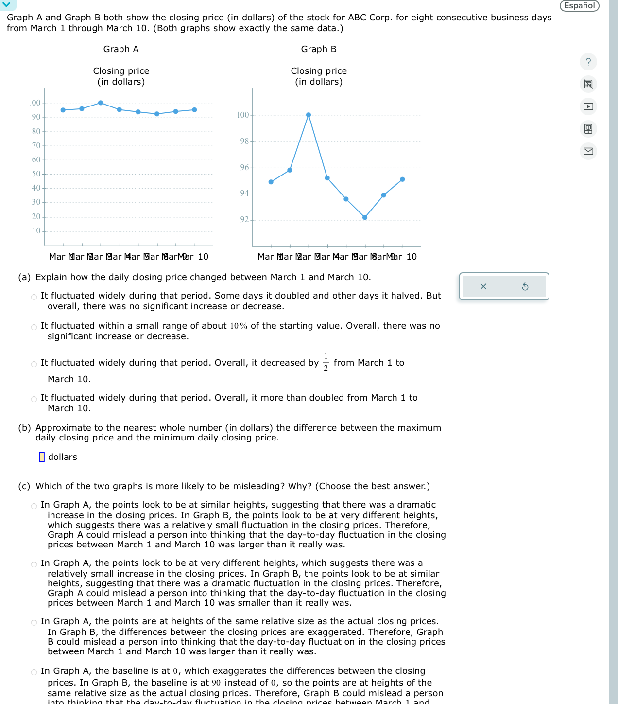 Solved Graph A and Graph B both show the closing price (in | Chegg.com
