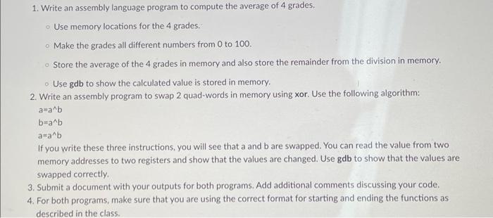 Solved Write an assembly language program to compute the | Chegg.com
