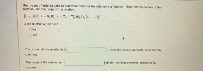 Solved Use the set of ordered pairs to determine whether the | Chegg.com