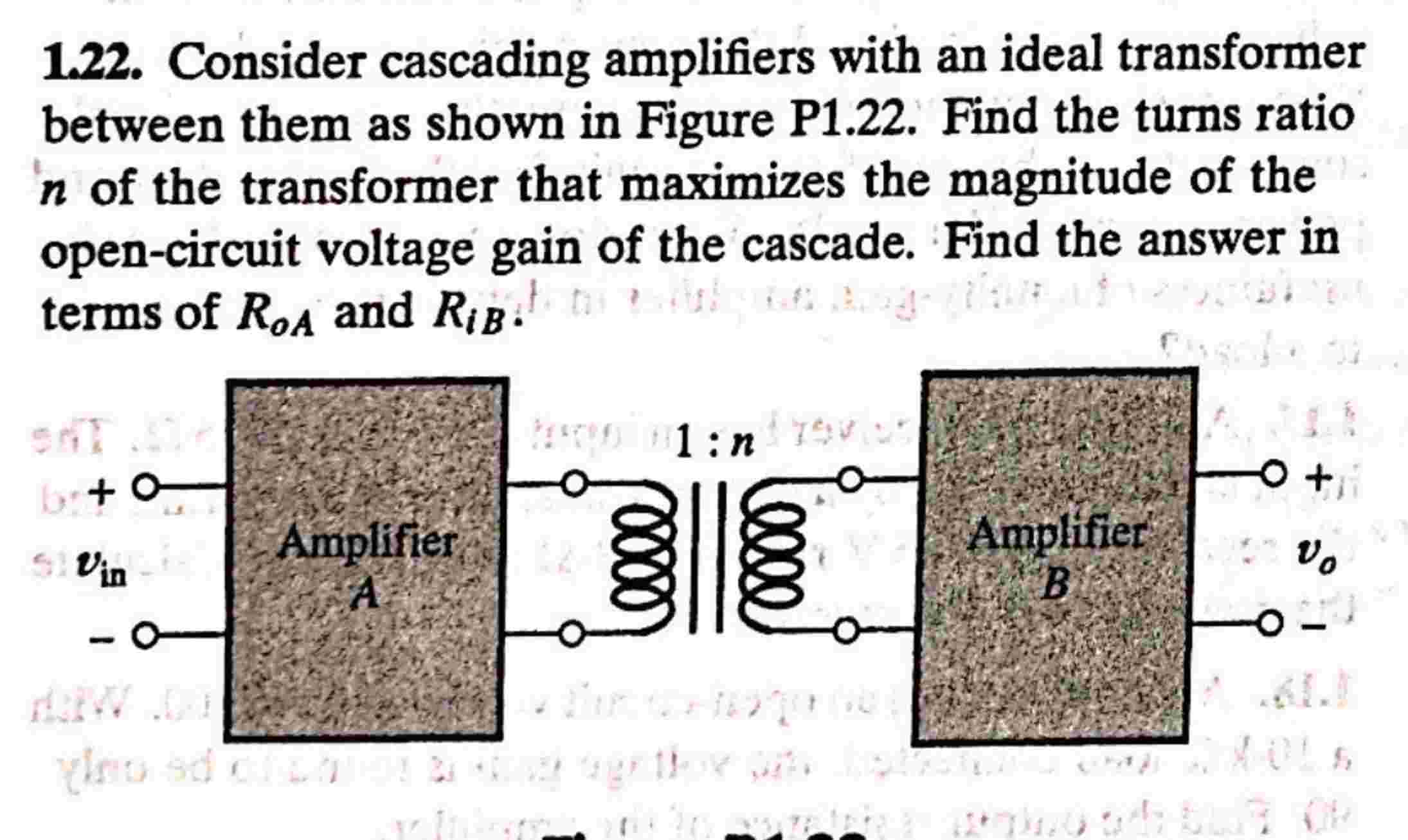 Solved 1.22. ﻿Consider cascading amplifiers with an ideal | Chegg.com
