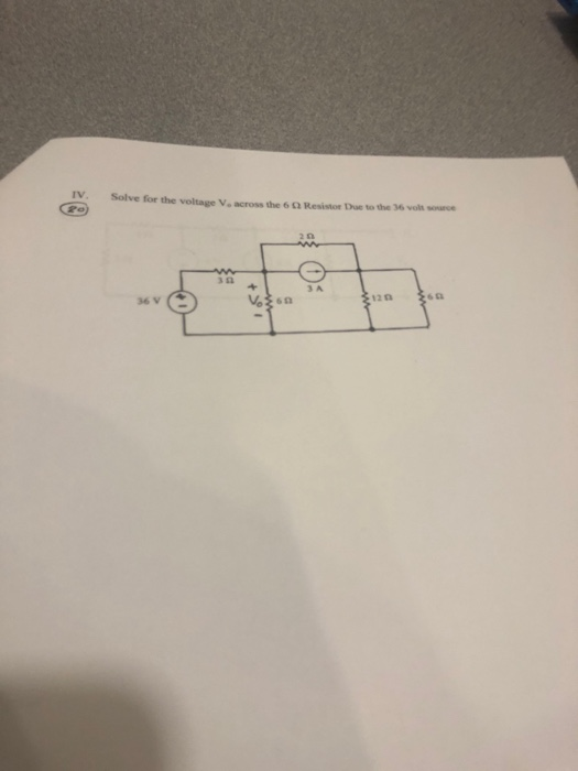 Solved Solve for the voltage Vaross the Resis De to the 16 | Chegg.com