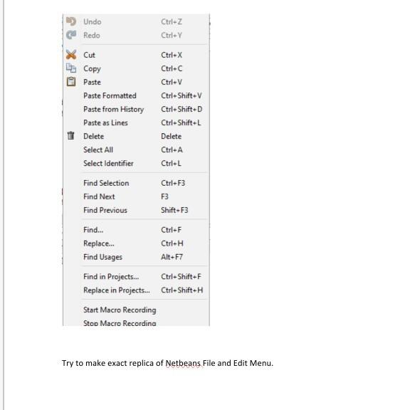 Solved Undo Redo Ctrl+Z Ctrl+Y 4. Cut Ctrl+X Copy Ctrl+C | Chegg.com