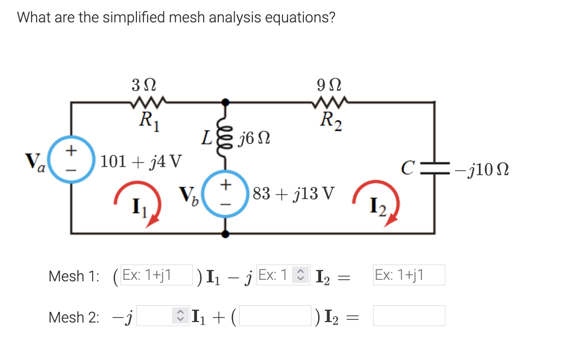 Solved What are the simplified mesh analysis equations?Fill | Chegg.com